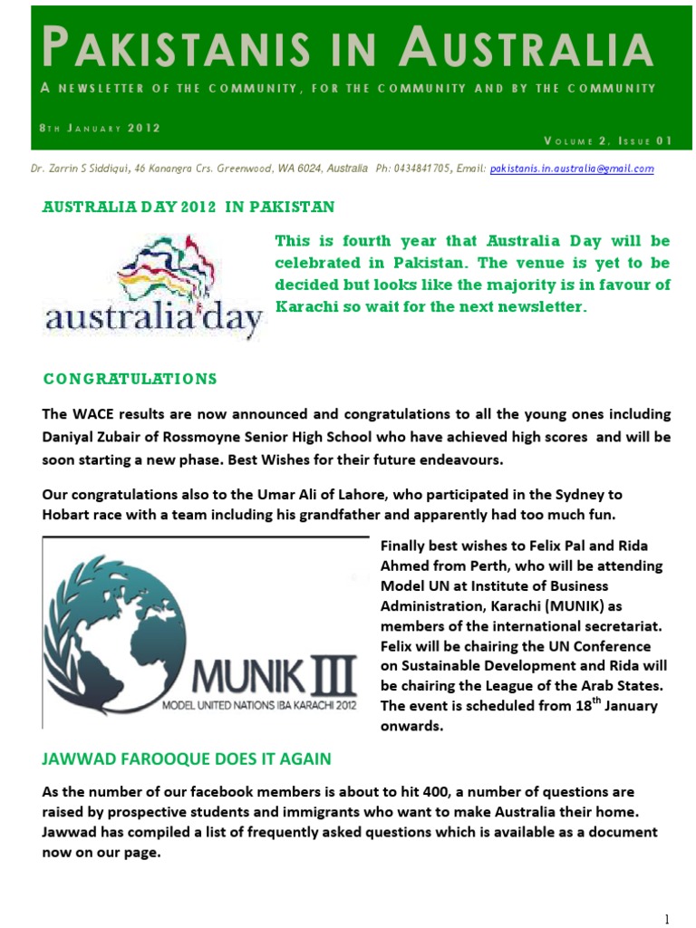 Pakistanis in Australia Vol 2 Issue 1 2012 | PDF