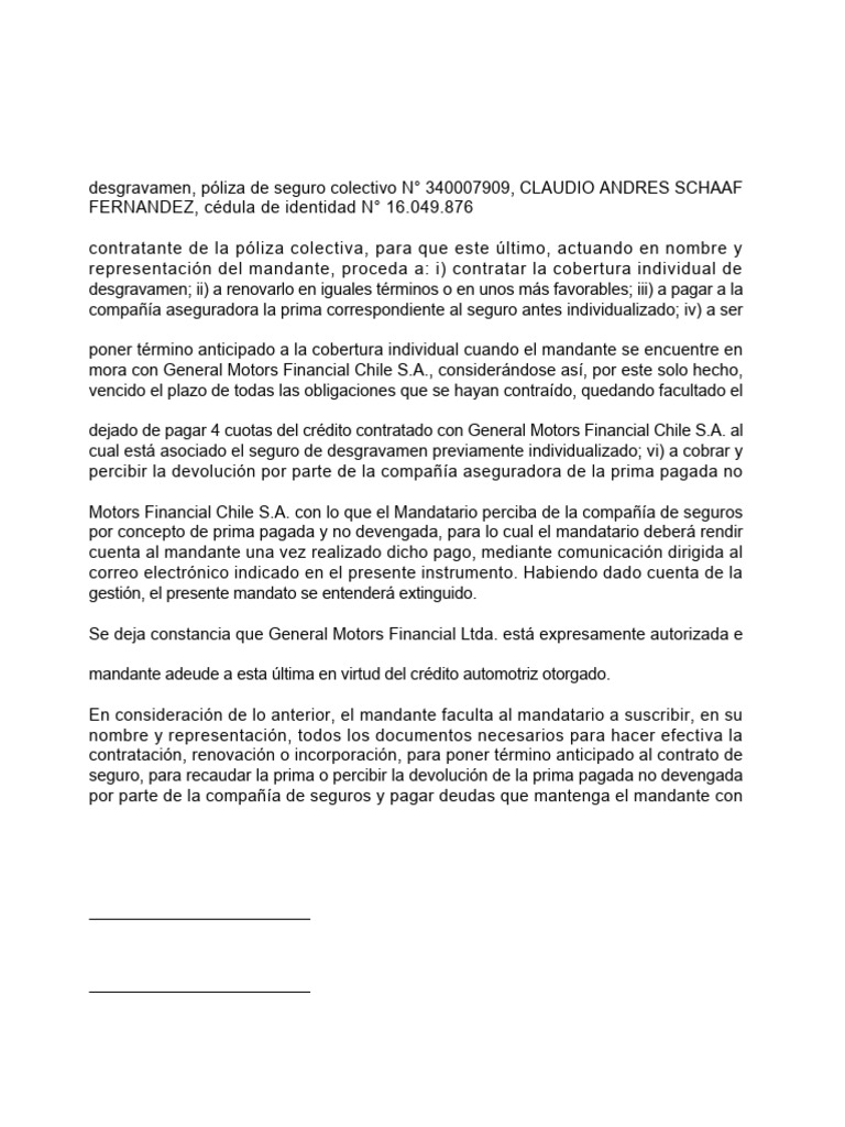 Mandato Seguros - 1156869 - CL2309CV5241v10 | PDF