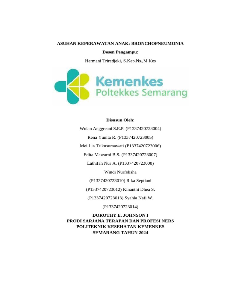 Askep Anak Bronkopneumonia Kel 1 | PDF