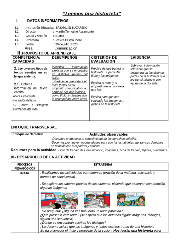 Leemos Una Historieta | PDF