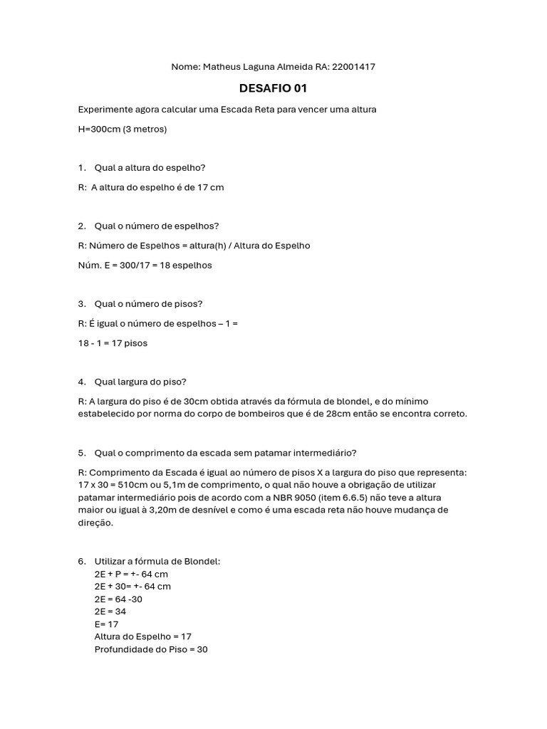 Escada Desafio 1 Matheus | PDF