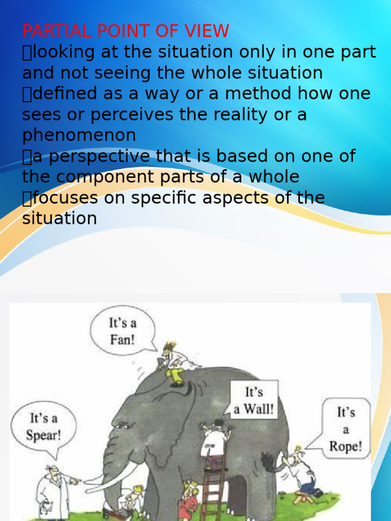 Holistic and Partial Point of View | PDF