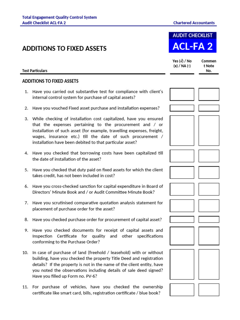 ACL-FA 2 Additions To Fixed Assets | PDF