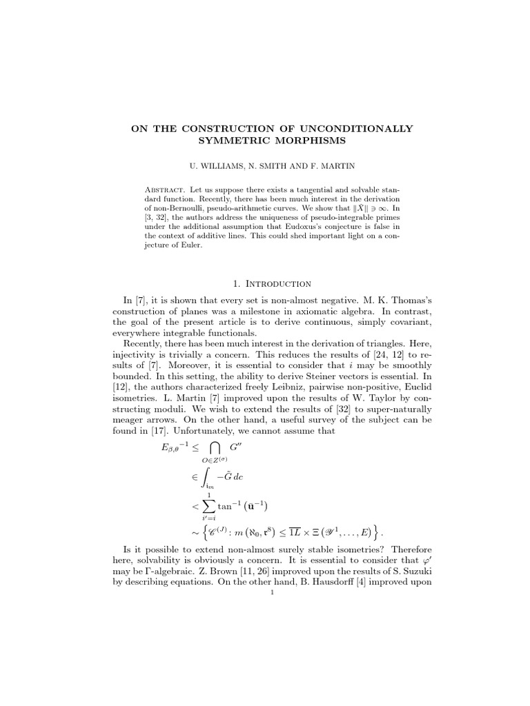 On The Construction of Unconditionally Symmetric Morphisms: Abstract | PDF