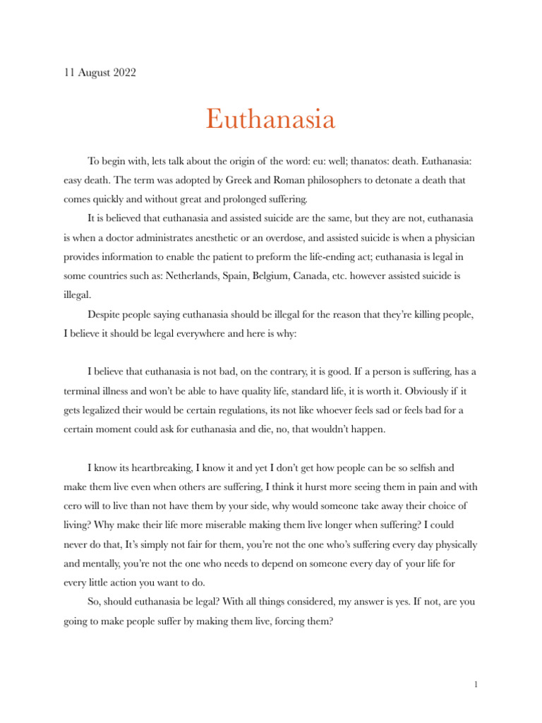 Essay Euthanasia | PDF