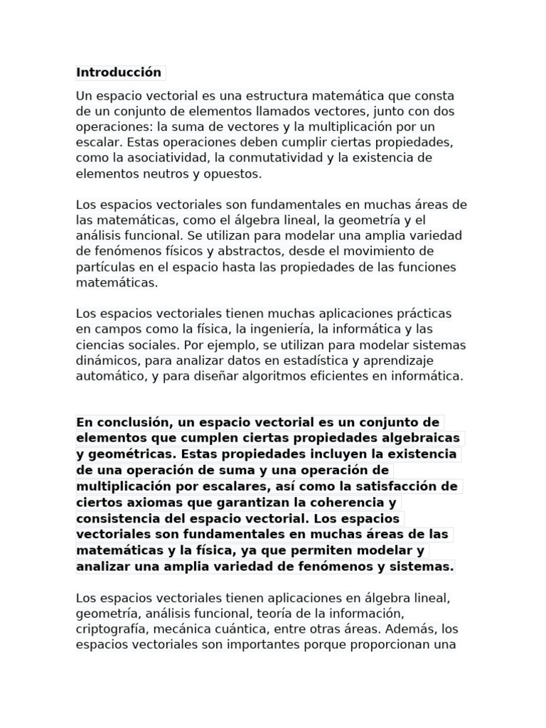 Introducción Espacio Vectorial Pdf