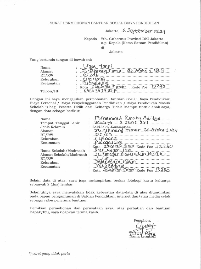 Surat Permohonan - M.rezky Aditya | PDF