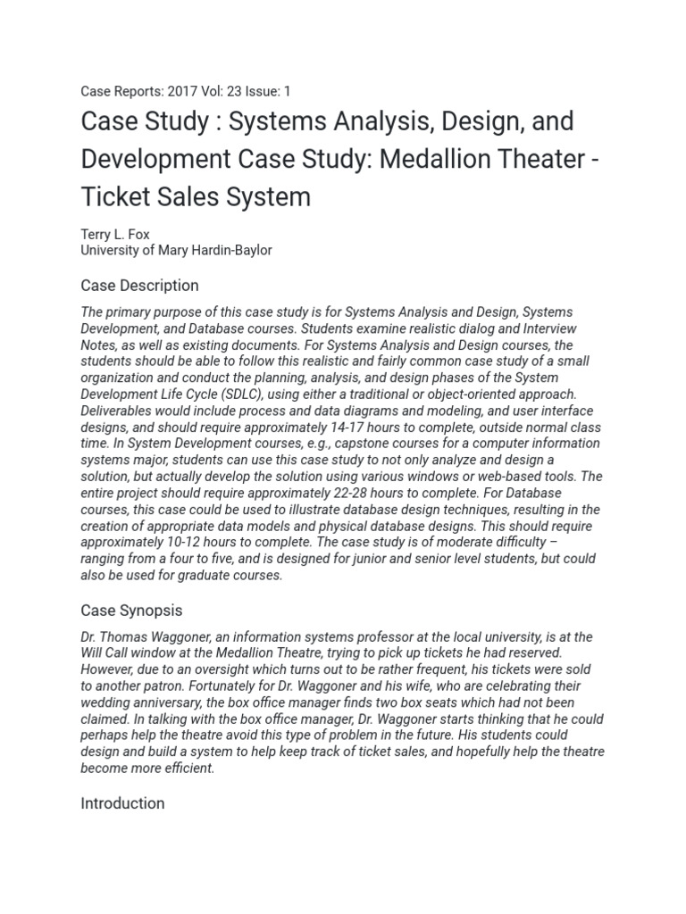 Case Study Medallion Theater | PDF