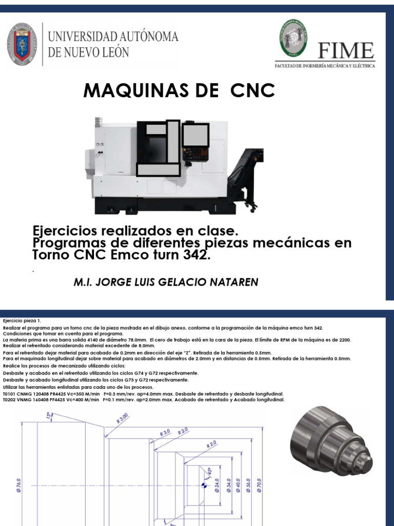 Torno CNC Programas Clase | PDF | Perforar | Control numerico