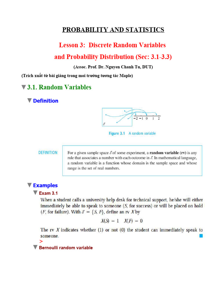 Chapter3 Discrete RandomVar Sec1-3 | PDF