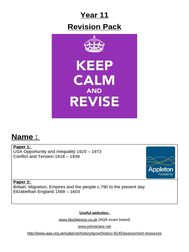 Y11 Revision Guide - Complete | PDF