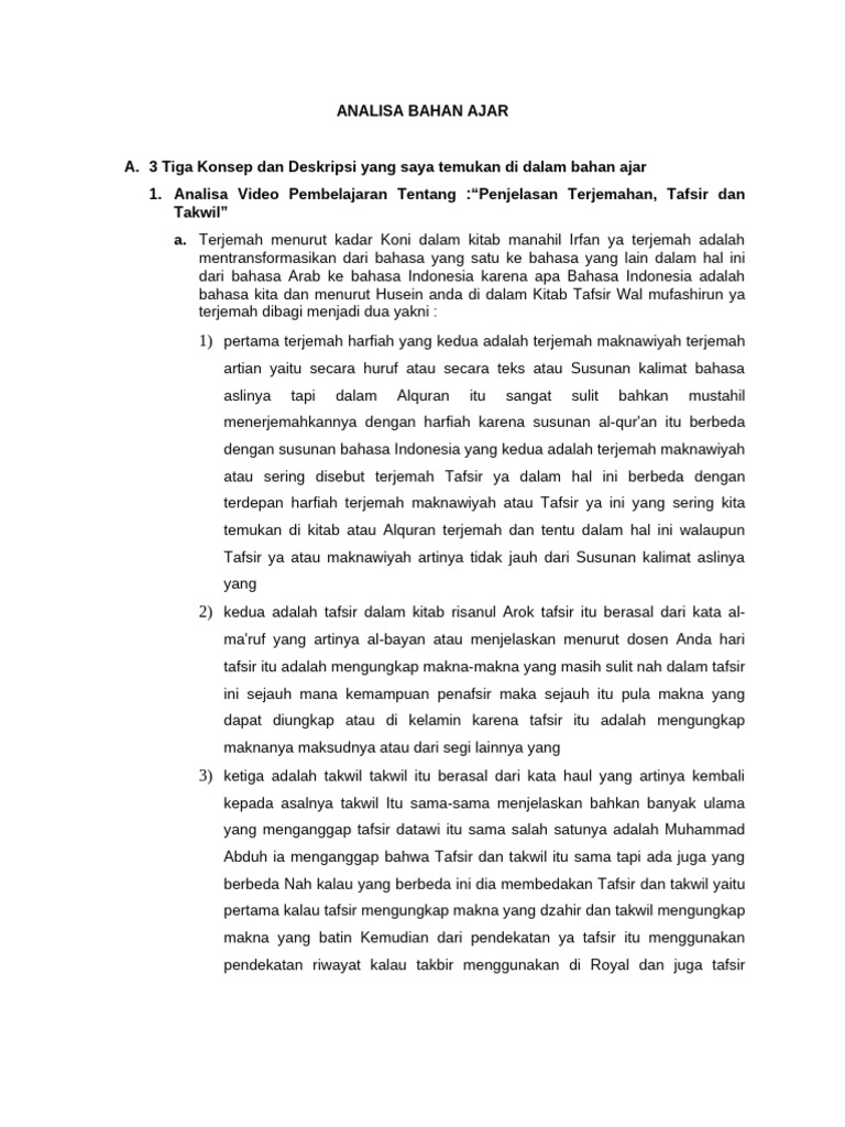 Analisa Bahan Ajar Modul 5 KB 1 | PDF