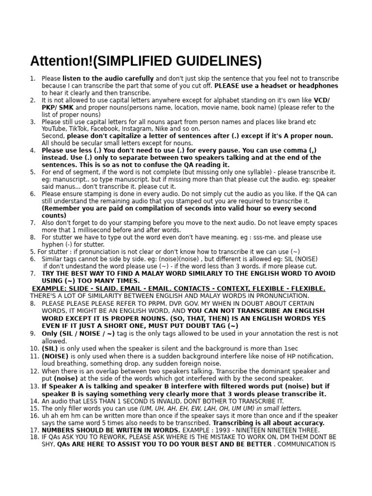 Attention! (SIMPLIFIED GUIDELINES) | PDF