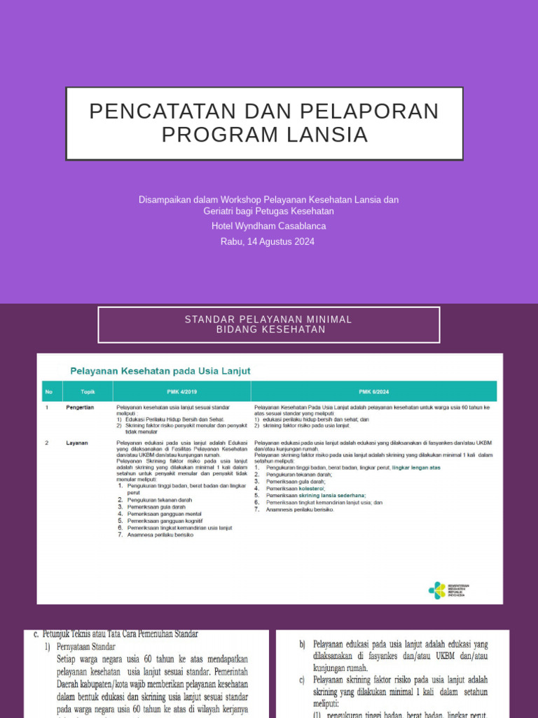 Pencatatan Dan Pelaporan WS LANSIA 2024 | PDF