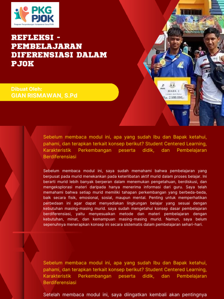 Gian Rismawan - Refleksi - Pembelajaran Diferensiasi Dalam PJOK | PDF