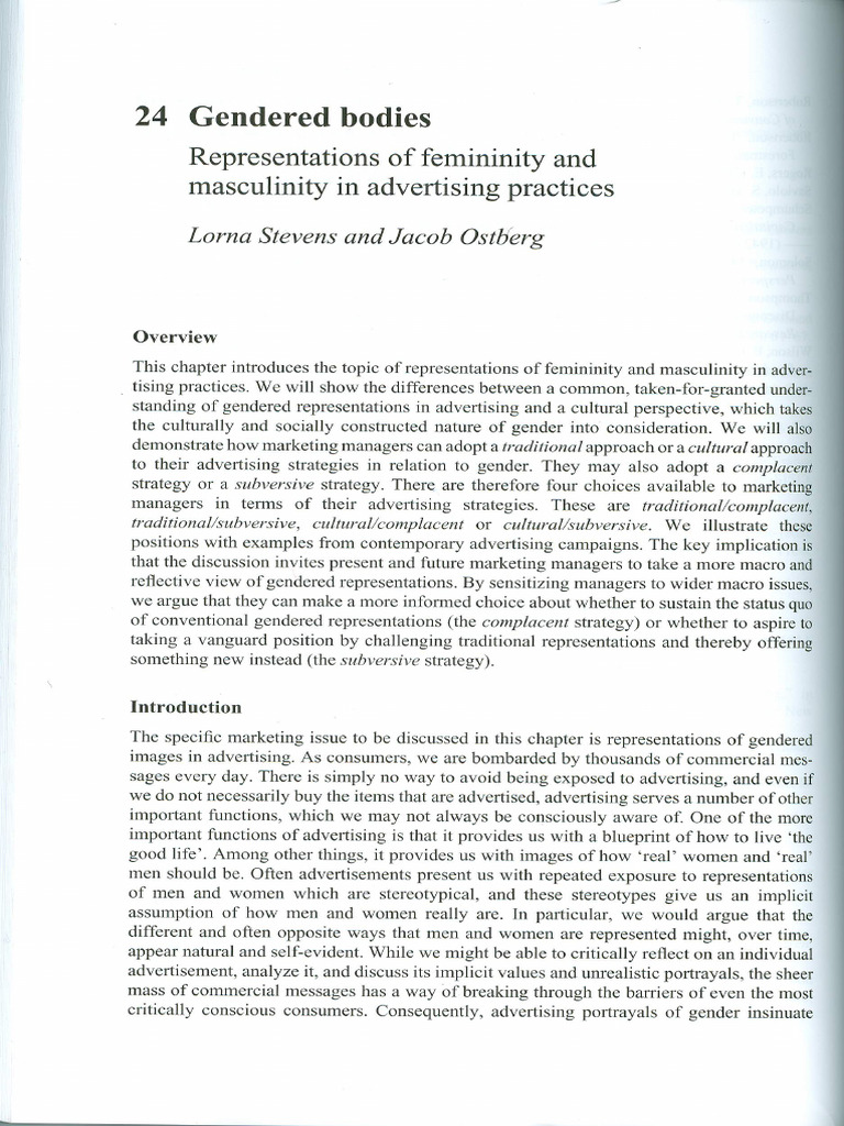 Gender Bodies Representation of Femininiuty and Masculinity | PDF