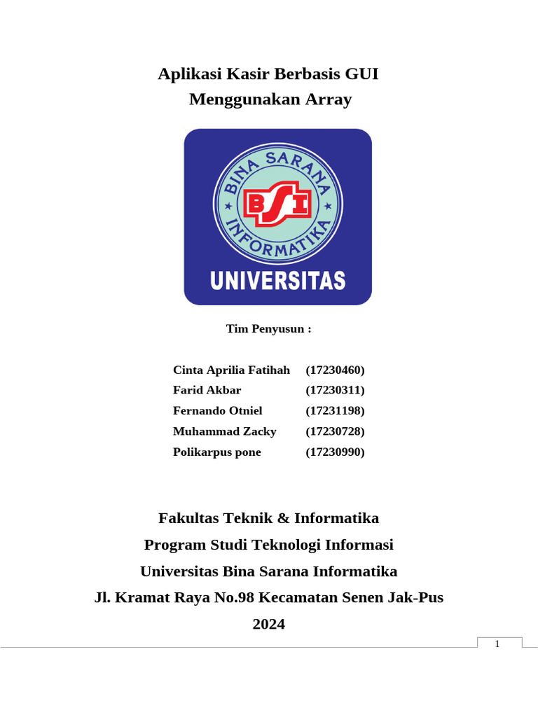 Program Aplikasi Kasir Berbasis GUI | PDF