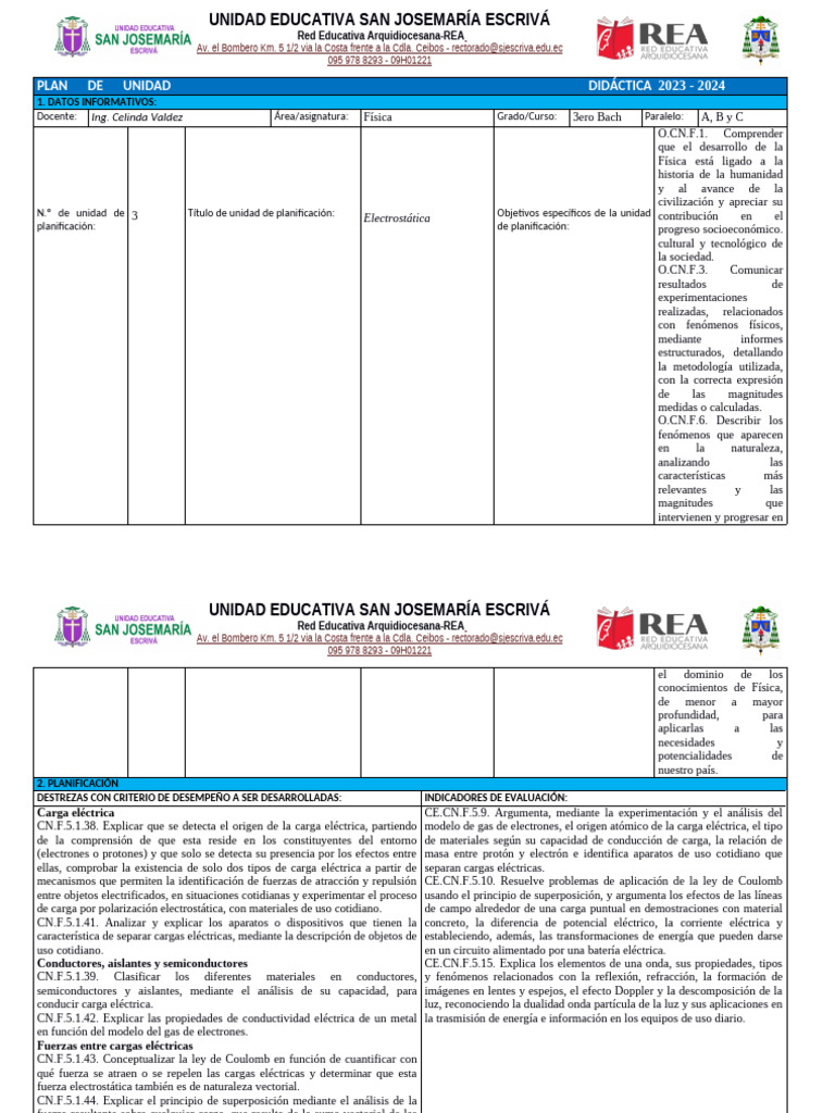 PUD U3 ELECTROSTATICA Tercero de Bachillerato | PDF