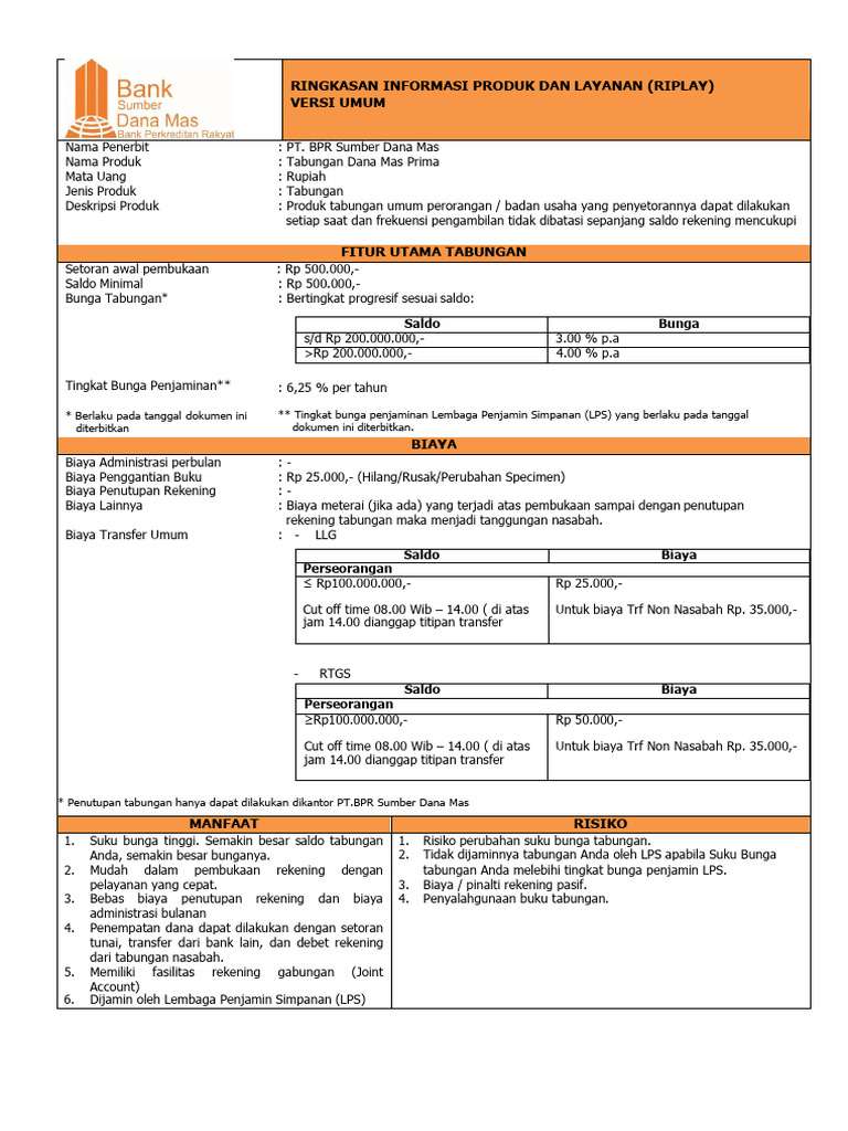 RIPLAY Tabungan Dana Mas Prima | PDF