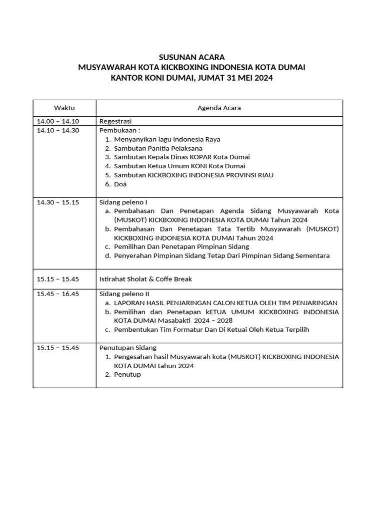 Rundown Pelantikan Dan Raker Kbi 2024 | PDF | Perjalanan