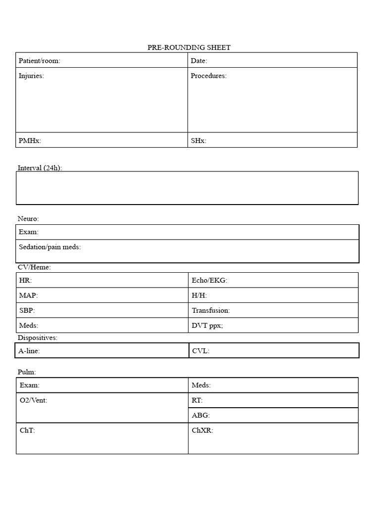 Icu Rounds Sheets | PDF
