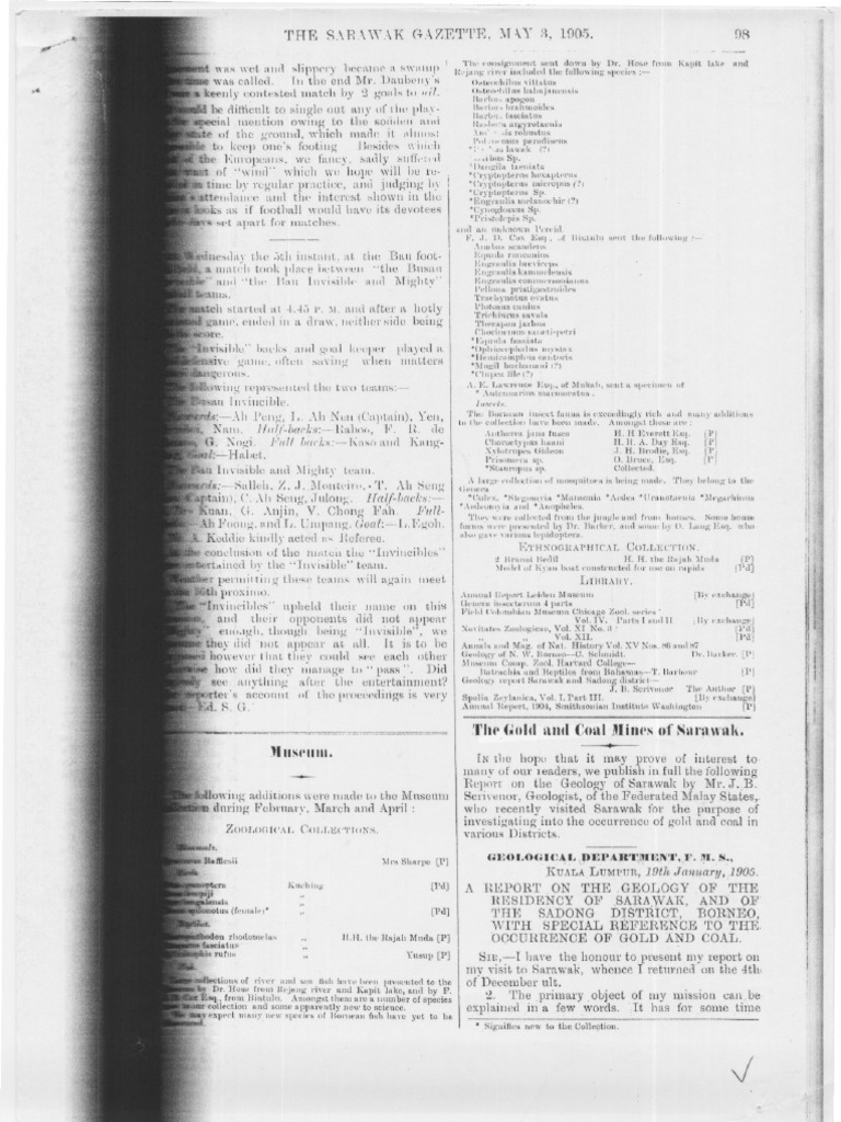 1905 Sarawak Gazette Upper Sarawak News | PDF | Rocks | Petrology