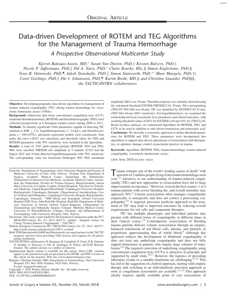 Algoritmo ROTEM y TEG | PDF