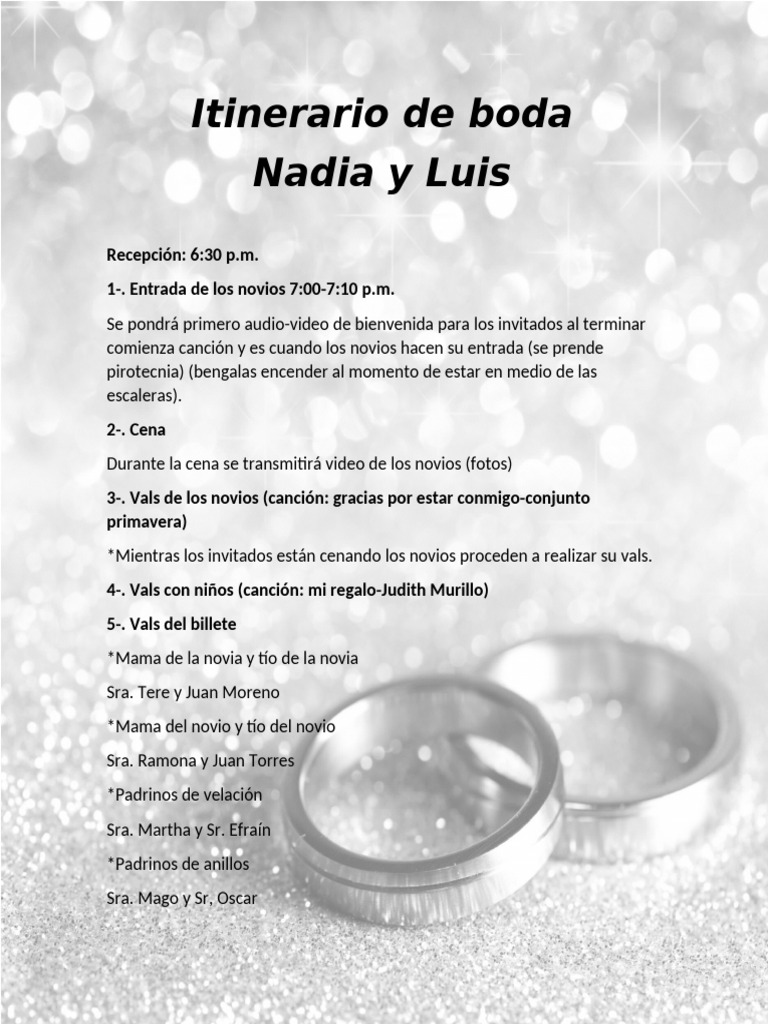 Itinerario de Boda | PDF