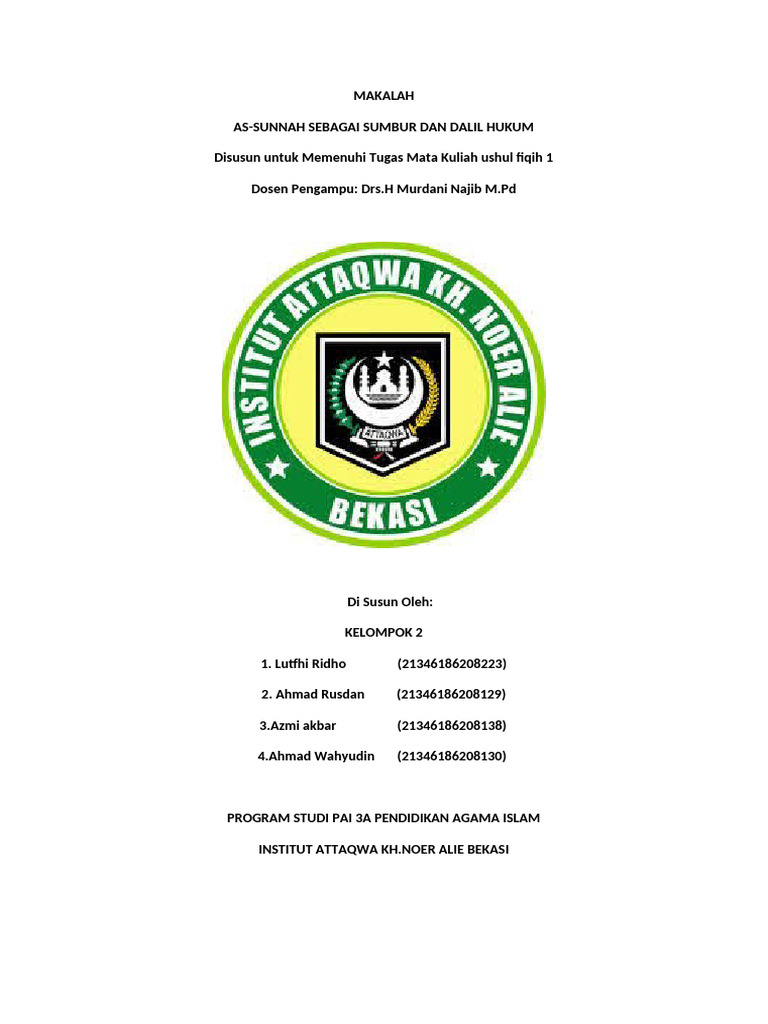 AS_SUNNAH_SEBAGAI_SUMBER_HUKUM_USHUL_FIQ | PDF