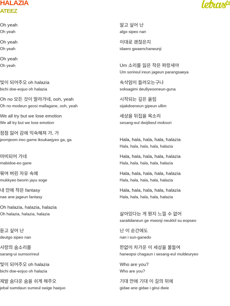 HALAZIA - ATEEZ (Impresión) | PDF