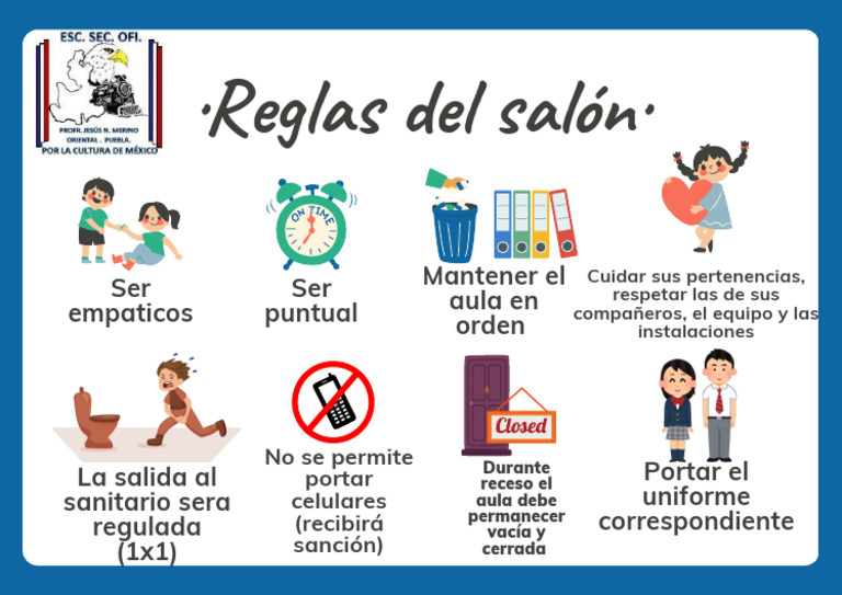 Póster para Imprimir Reglas Del Salón Simple Ilustrativo Multicolor PDF ...