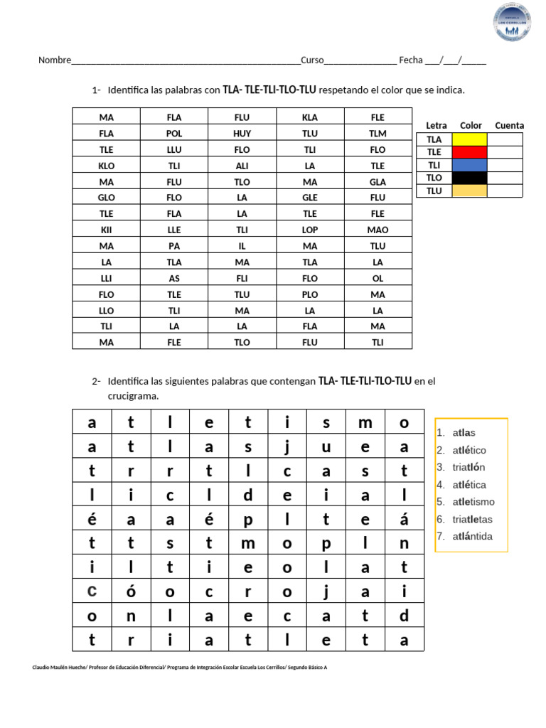 Identifica Las Palabras Con TLA | PDF