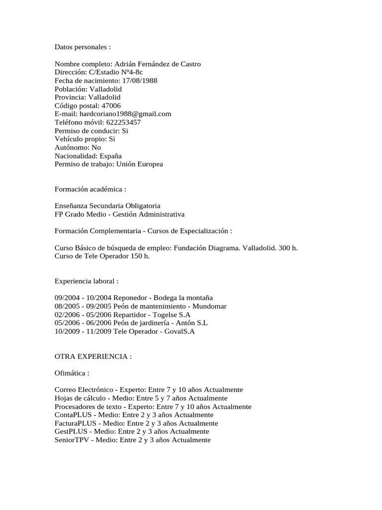 Curriculum Vitae Adrian | PDF