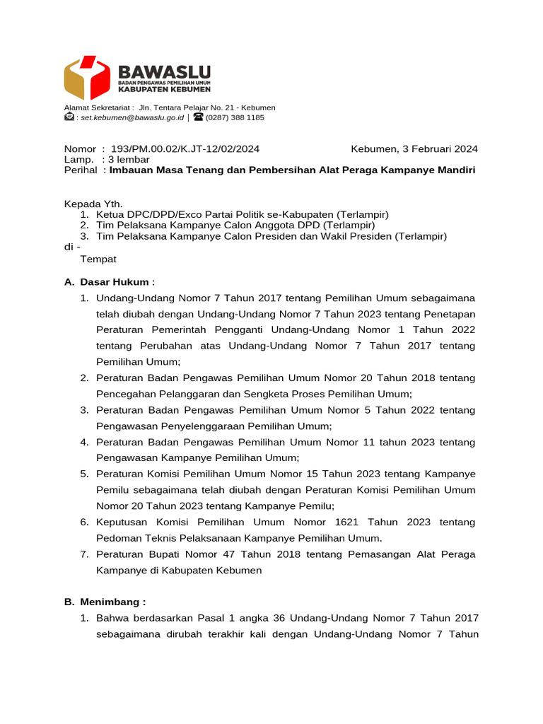 Imbauan Masa Tenang | PDF
