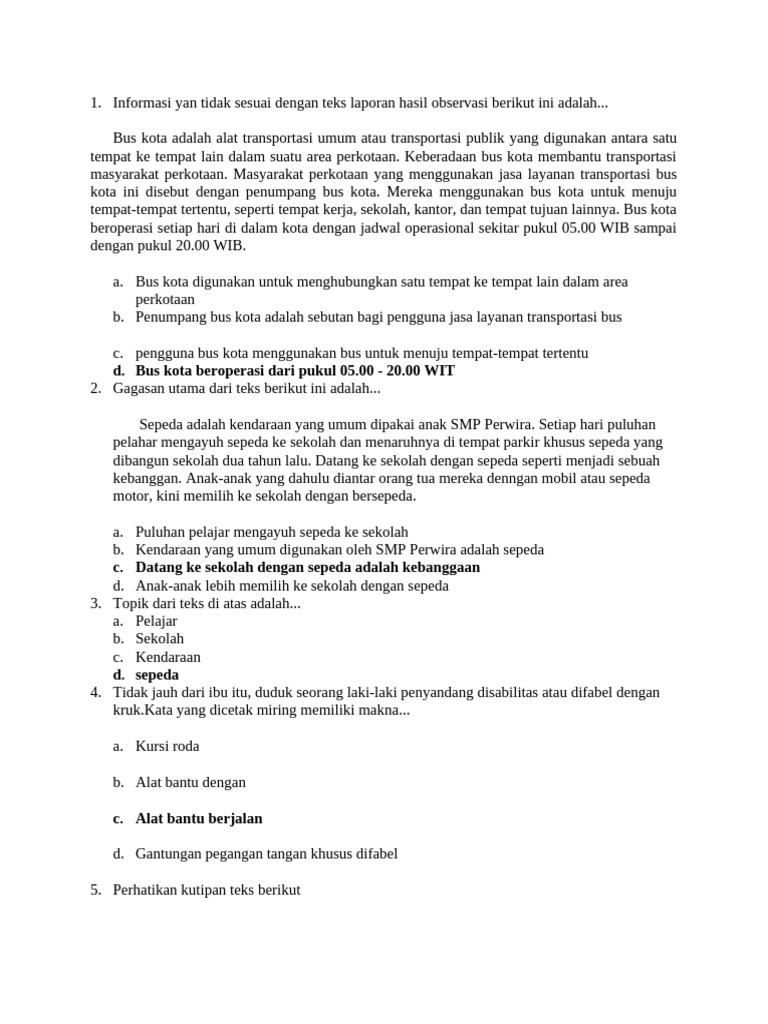 Soal Bindo PTS Kelas Viii | PDF