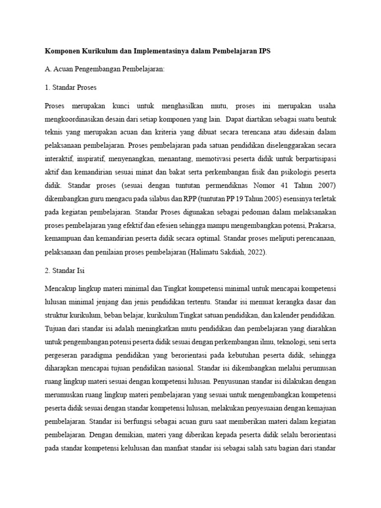 Standar Isi & Proses | PDF