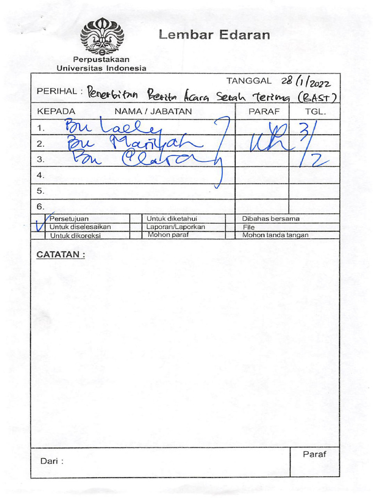 ND 283 UN2.LOG LOG.00 2022 Penerbitan Berita Acara Serah Terima (BAST) | PDF