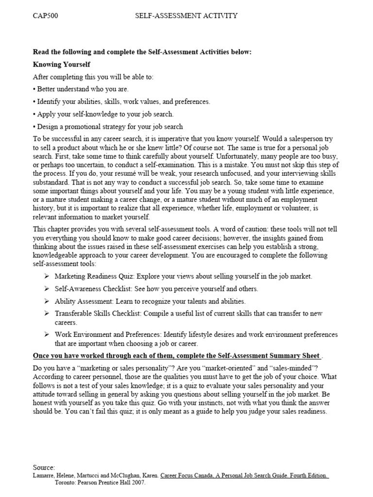 Self Assessment Activity - Revised 2023 HFCNRUB - Tagged | PDF