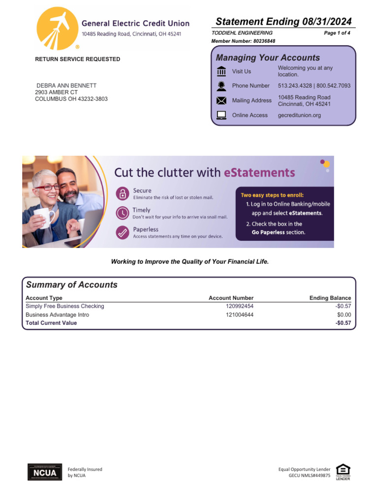 Aug+31 - 2c+2024 GECU Debra | PDF | Overdraft | Credit Card