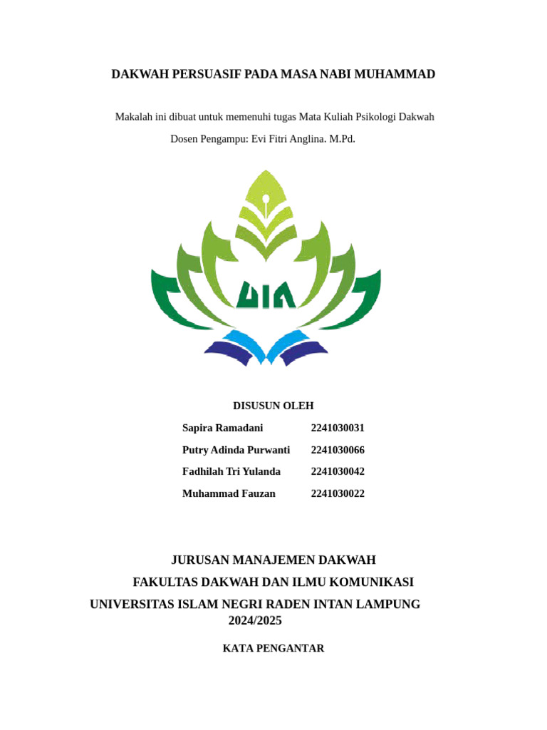 Makalah Dakwah Persuasif Pada Masa Nabi Muhammad | PDF