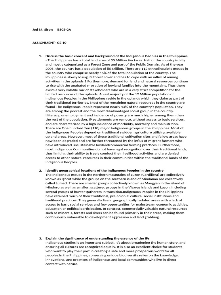 Jed Siron ( Ge-10, Assignment 1&2) | PDF