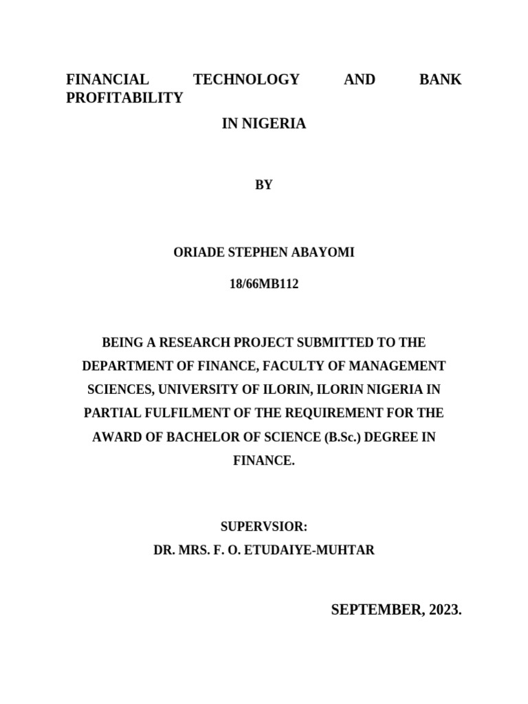 Oriade Stephen Abayomi | PDF