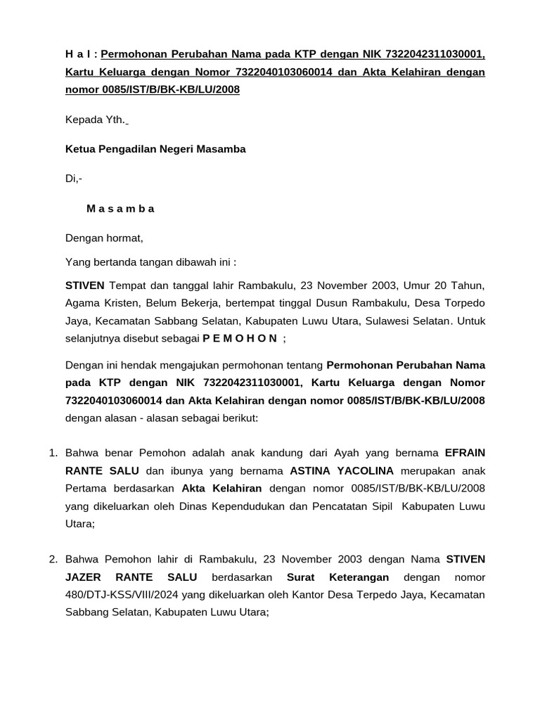 Permohonan Stiven | PDF