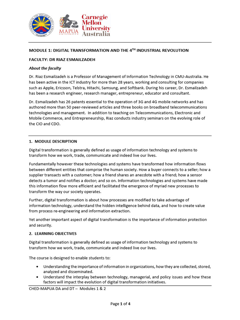 Ched-Mapua Dtda - Block 1 - Modules 1 & 2 | PDF