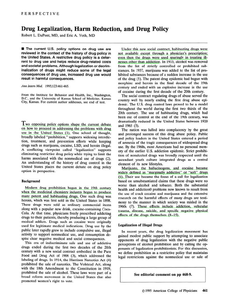 [Annotated]Drug Legalization Harm Reduction and Drug Policy | PDF