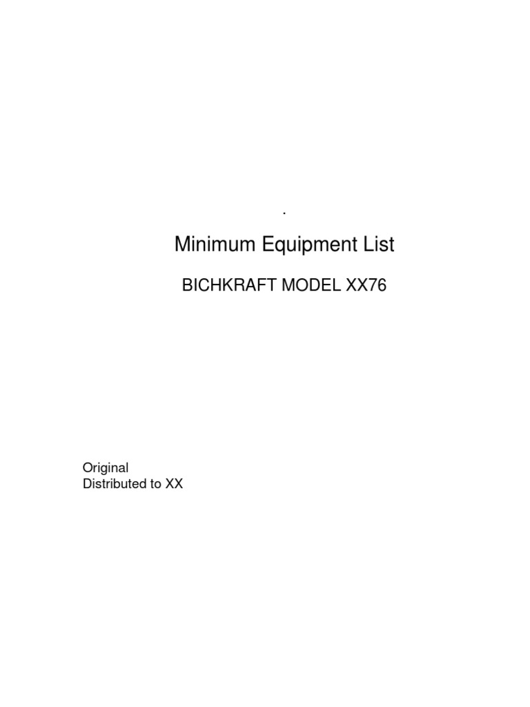 Minimum Equipment List: Bichkraft Model Xx76 | PDF | Instrument Flight ...