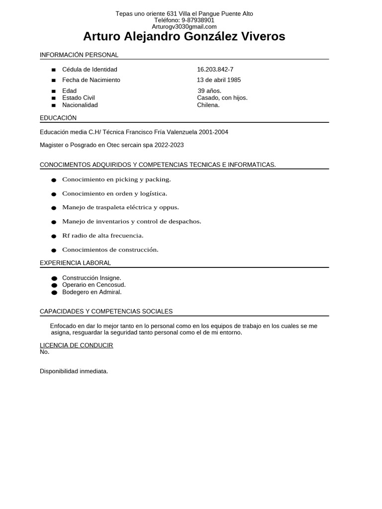 CV Arturo Gonzalez | PDF