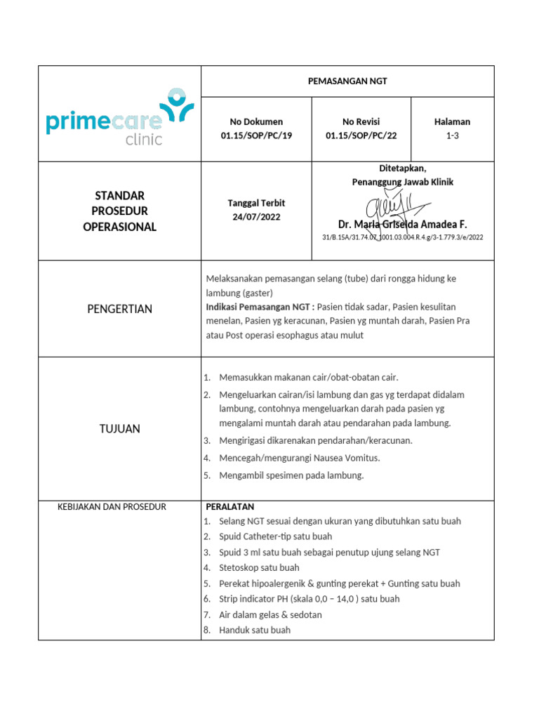 Pemasangan NGT | PDF