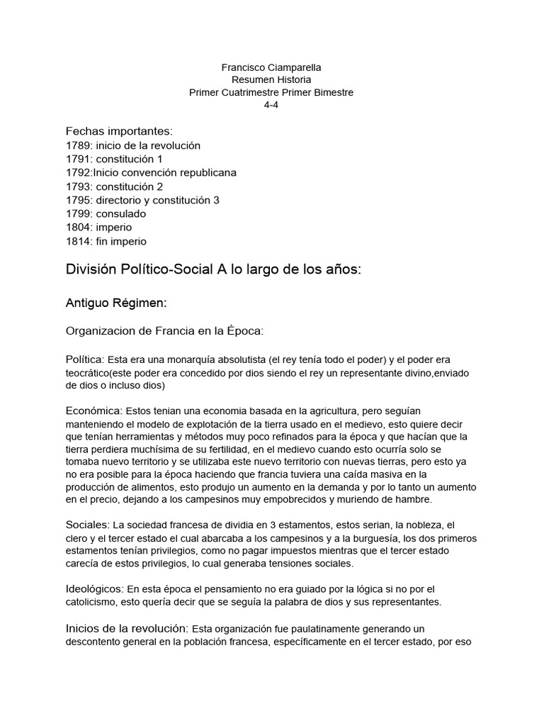 Revolución Francesa: Cronología y Cambios | PDF | Primer imperio francés | Napoleón
