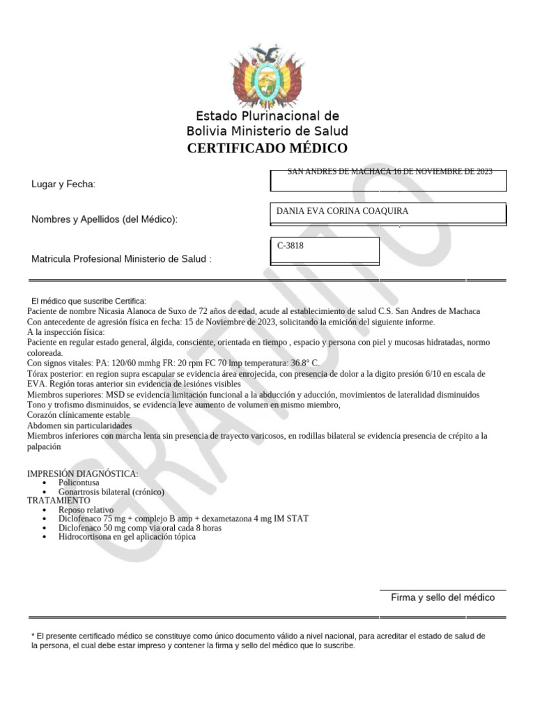 certificado-medico word | PDF